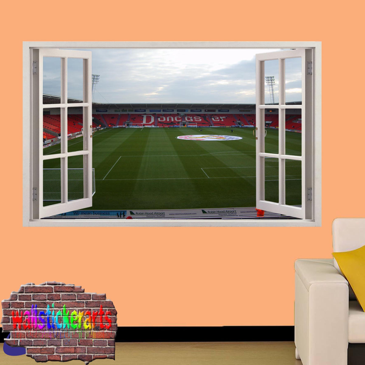 Doncaster Rovers Keepmoat Football Stadium 3d Smashed Wall Sticker Mur ...